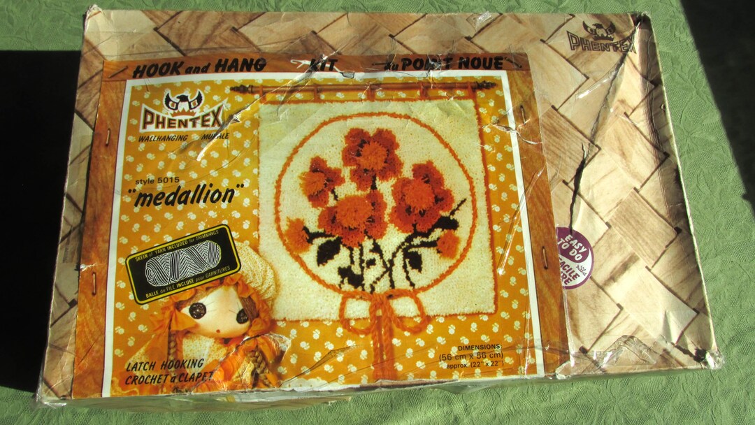 PB 103 Vtg Phentex Medlalion Hook and Hang Style 5015 Rug Hook Kit 22 X ...