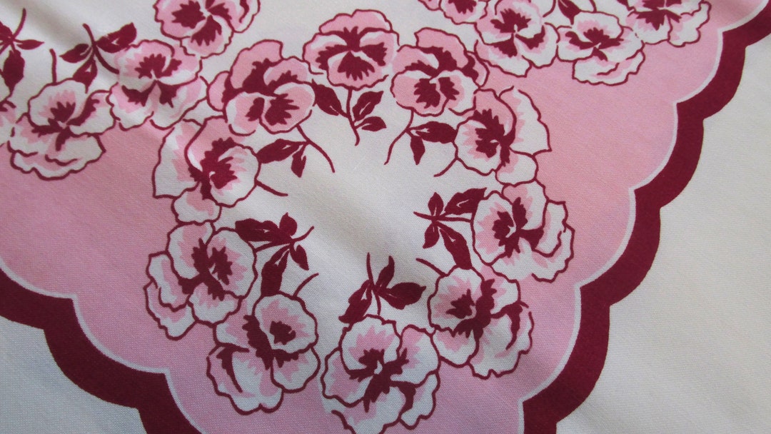 TC 520 Vintage Tablecloth Pink Maroon Pansies Pansy 42 X 41 - Etsy