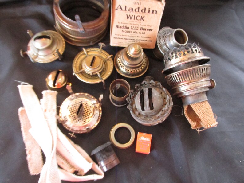 Lot of 21 Vintage Antique Oil Lamp Parts Wicks, Burners, Flame Spreaders - Etsy