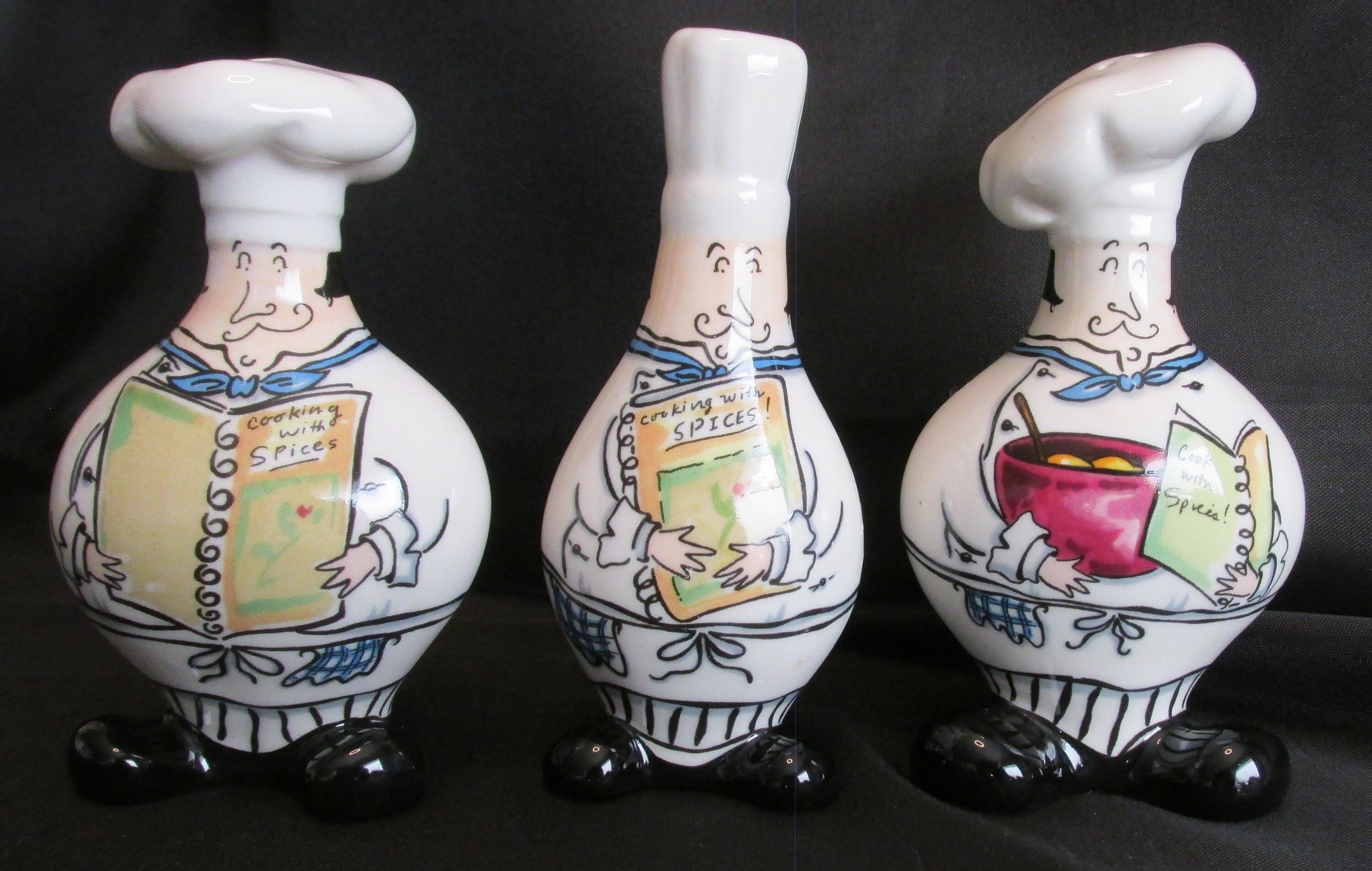 Mud Pie Bon Appetite Fat Chef Salt Pepper Spice Shakers Tracy ...