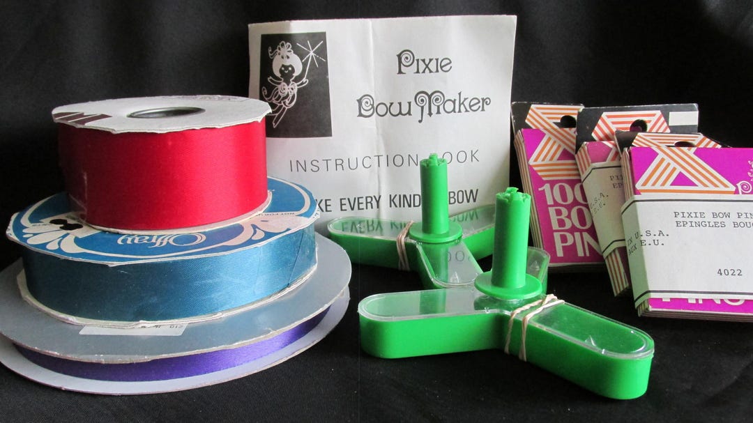 CR 102 Kit Box Lot of Pixie Ribbon Bow Making Crafting Tools Supplies ...