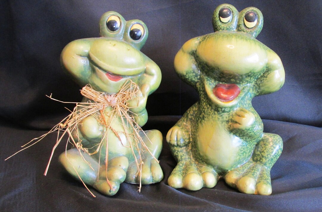 Vintage Atter Pottery Frog Couple Pair Happy Smiling Garden - Etsy