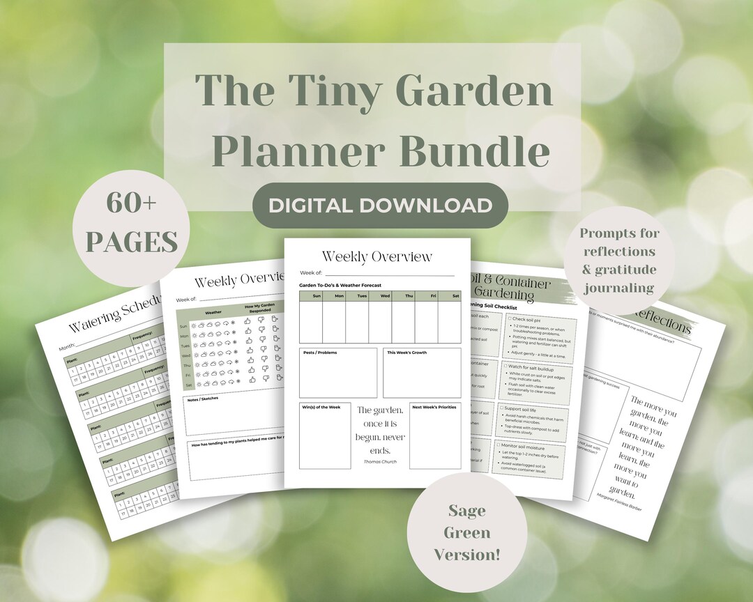 Sage Green Garden Planner Printable | Container Gardening Journal ...
