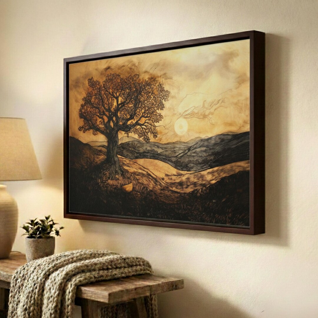 Autumn Tree Wall Art Framed Canvas Rustic Landscape Nature Print ...