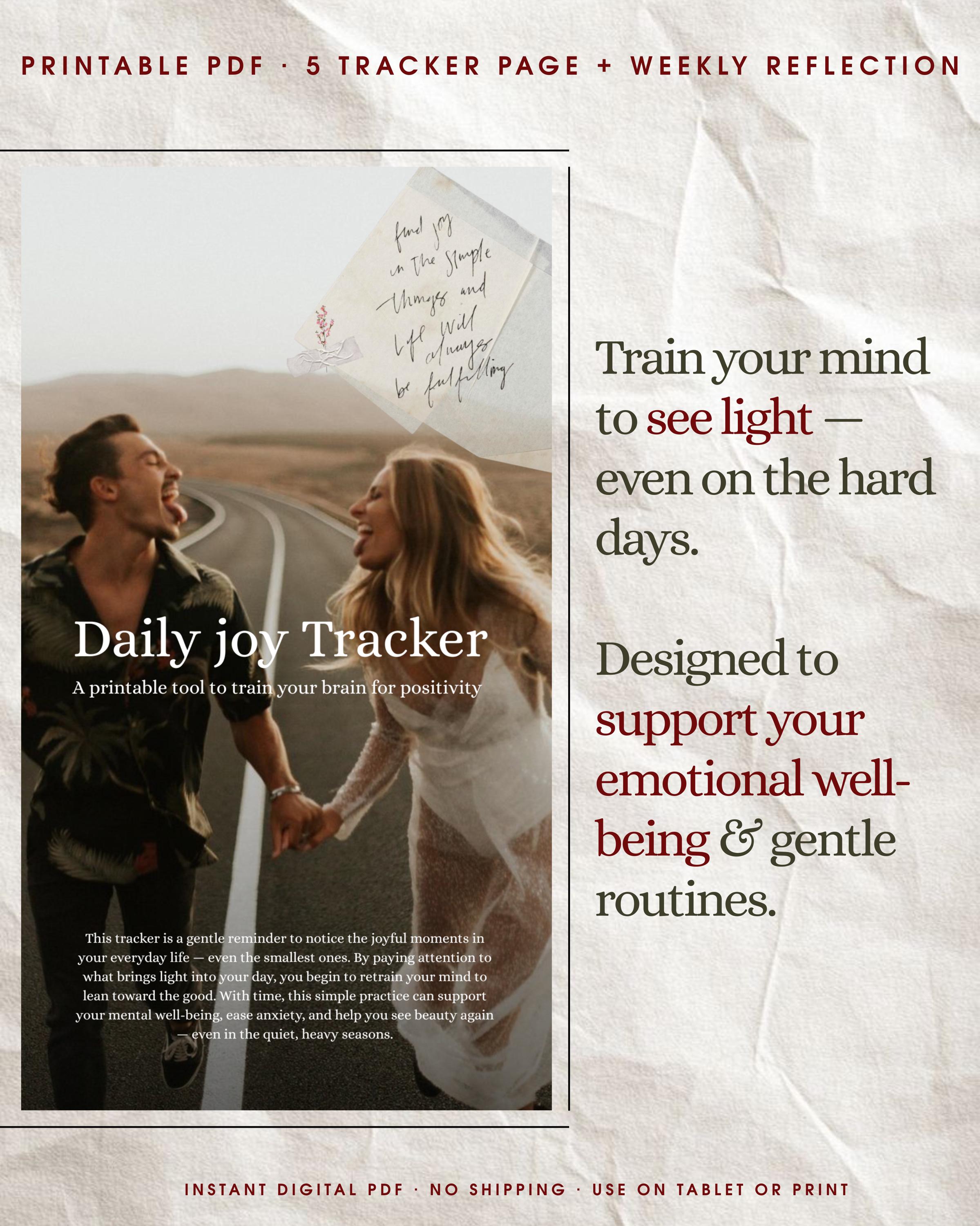 Daily Joy Tracker Printable – Mental Health PDF for Mindful Living ...