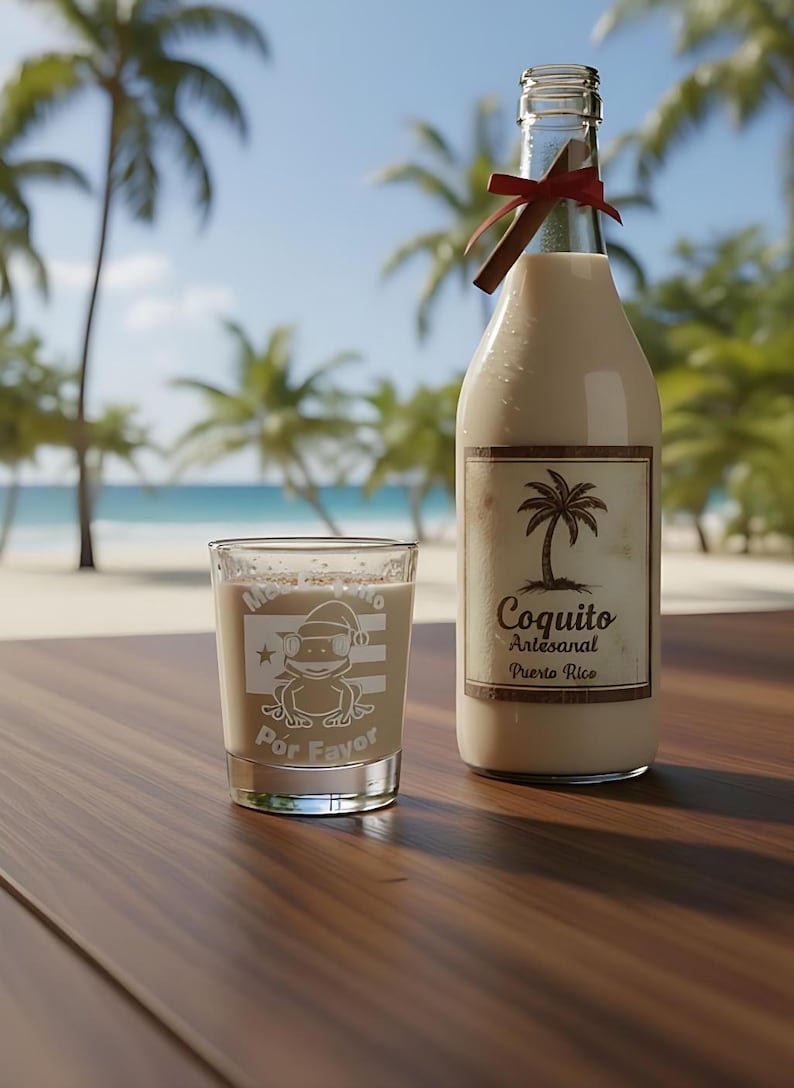 Coquito Shot Glass – Laser Engraved Coquí & Puerto Rico Flag | “más ...