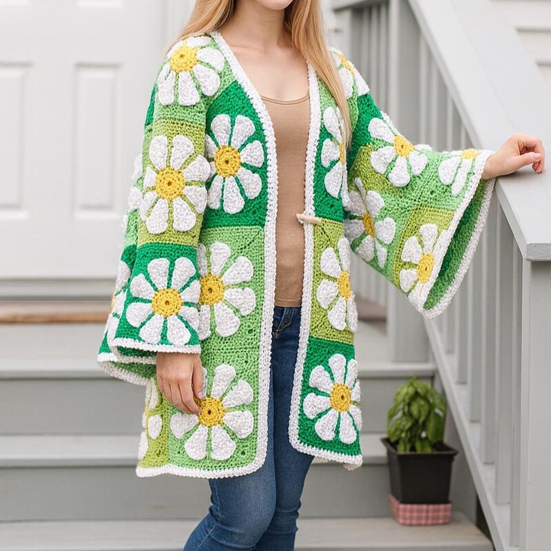 Boho 70s Sweater Cardigan - Etsy