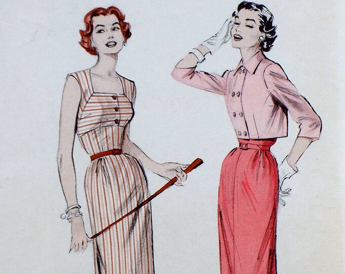 Vintage Sewing Pattern Butterick 6563 1950s Dress Bust 30 Sundress ...