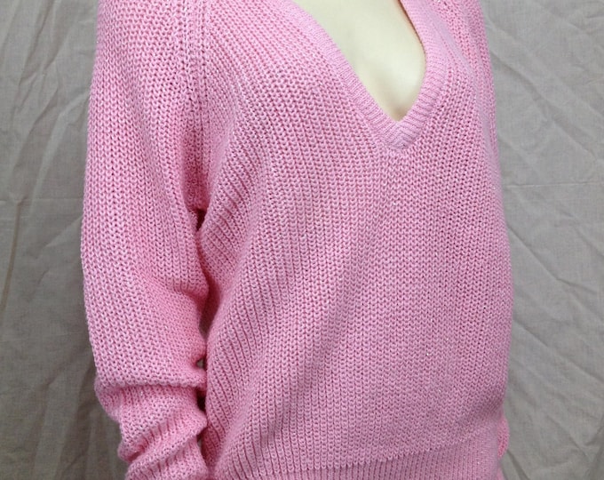 Vintage Forenza Sweater Deep V Neck 1985 1980s Pink Metallic Deadstock ...