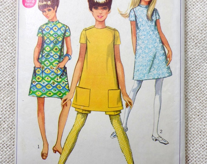 Vintage 1960s Dress Pattern Simplicity 7456 A Line Tent Mini Dress ...