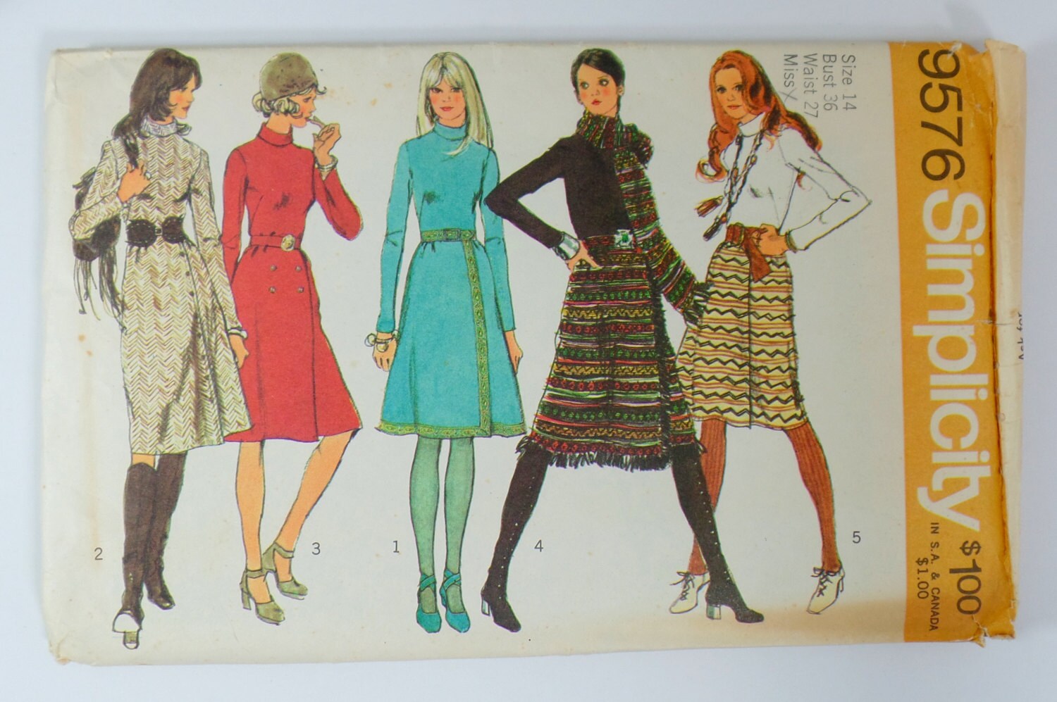 Simplicity 9576 Vintage Sewing Pattern Dress 1970s Bust 36 | Etsy