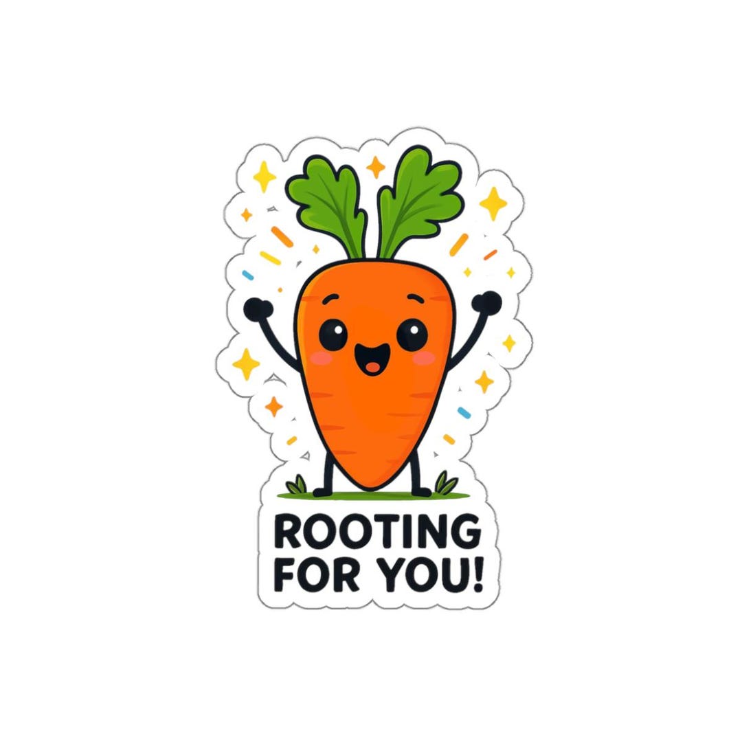 Rooting for You Carrot Sticker | Die-cut Sticker, Cute Kawaii Veggie - Etsy