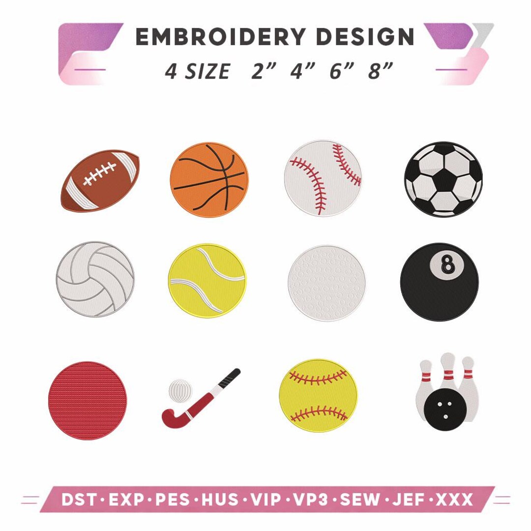 Set Mini Sports Ball Embroidery, Set Sports Embroidery, Mini Sports ...