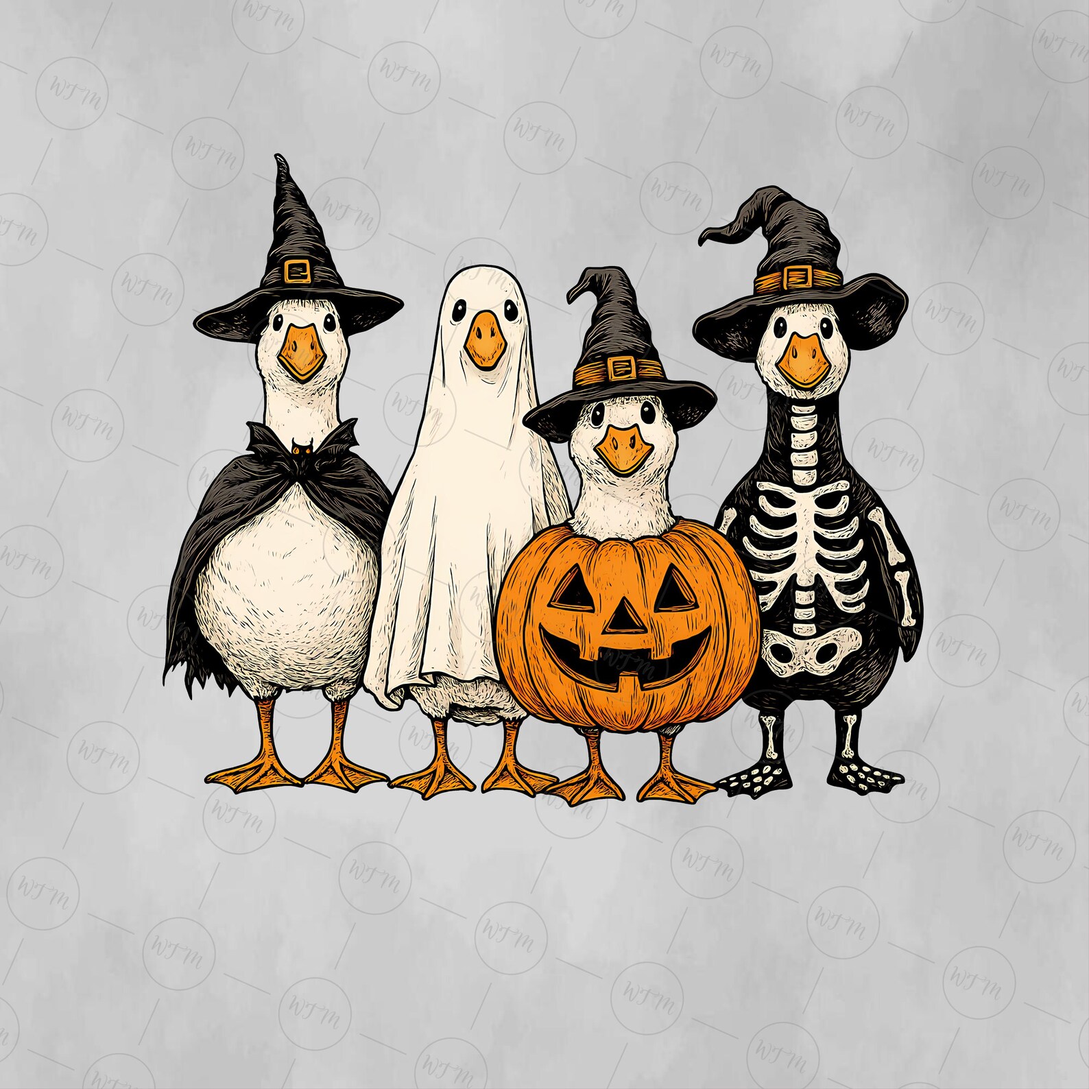 Halloween Goose PNG, Witch Goose Ghost PNG, Pumpkin Costume Goose ...