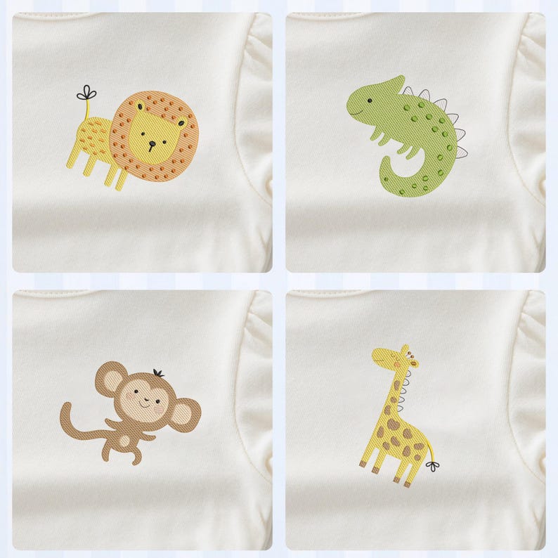Safari Animal Sketch Embroidery Bundle, Light Fill, Quick Stitch ...