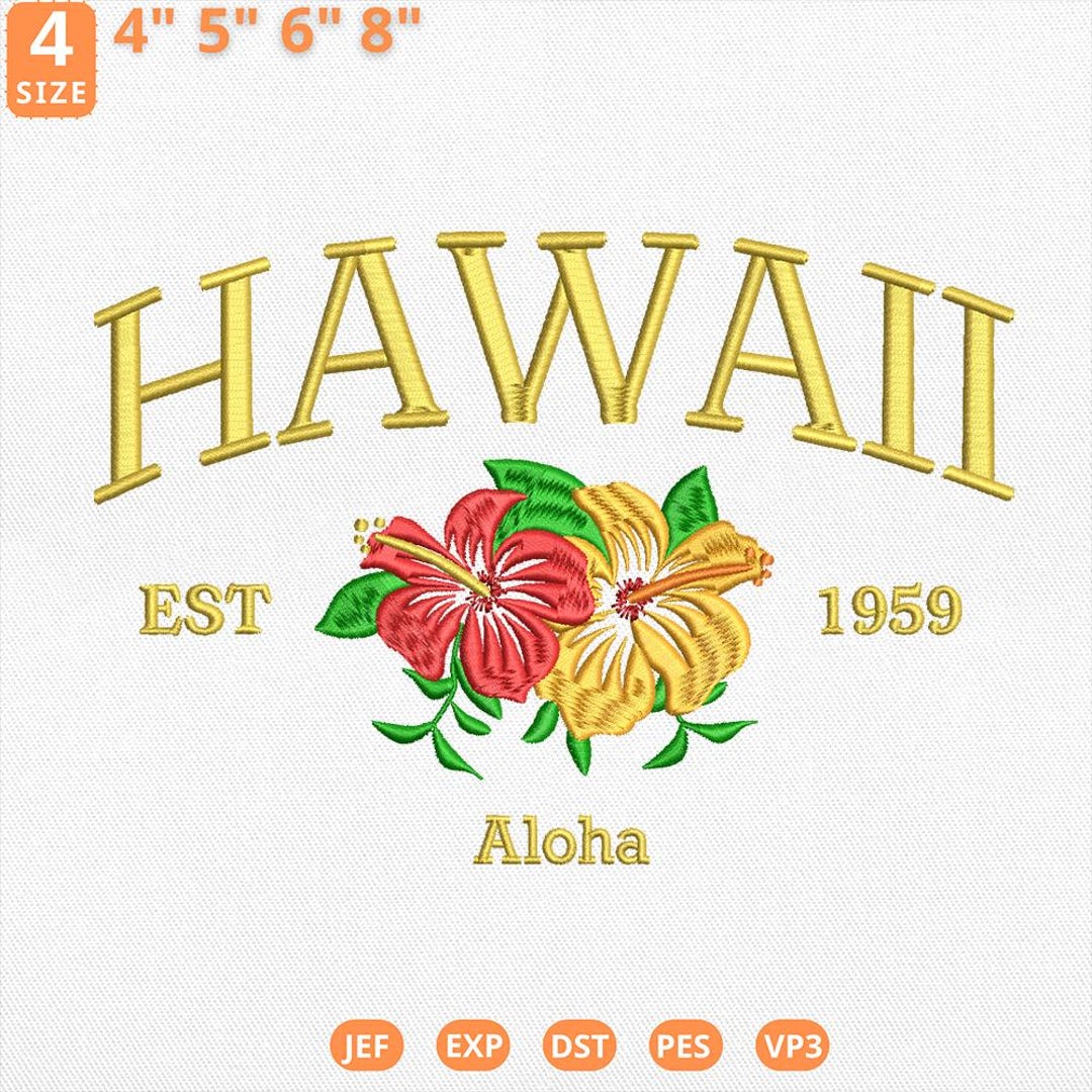 Hawaii Aloha Embroidery Design, Hawaii Aloha Flower Embroidery File ...