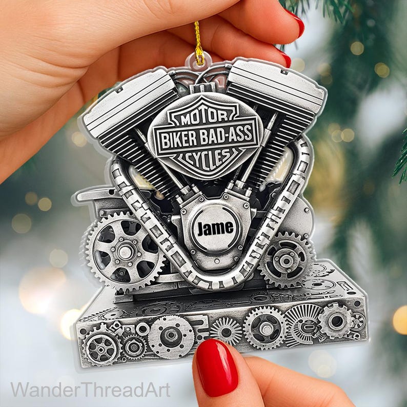 Personalized Strong Motorcycle Engine Ornament, Custom Name Motorbike ...