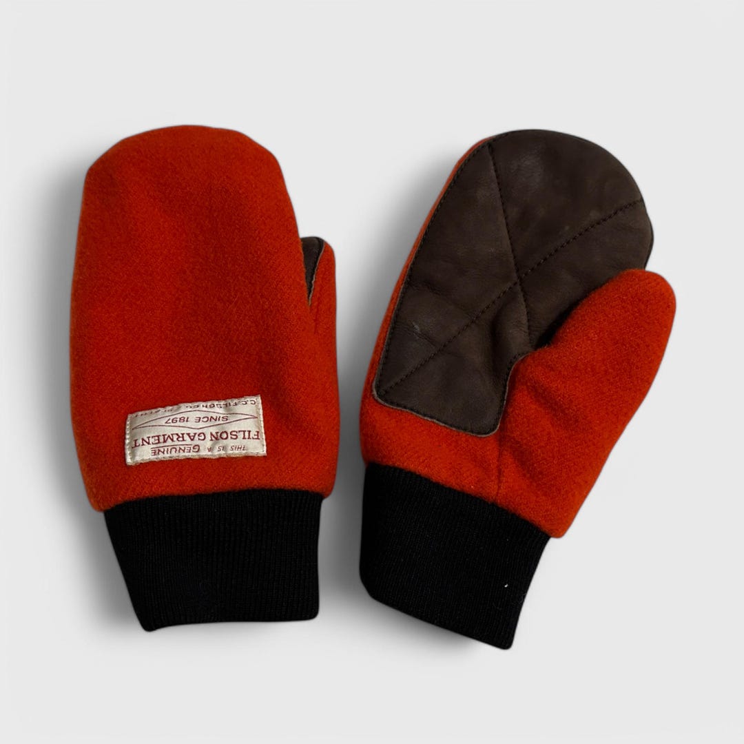 Filson Leather Palm Mackinaw Wool Mittens Orange Flame Medium/large - Etsy