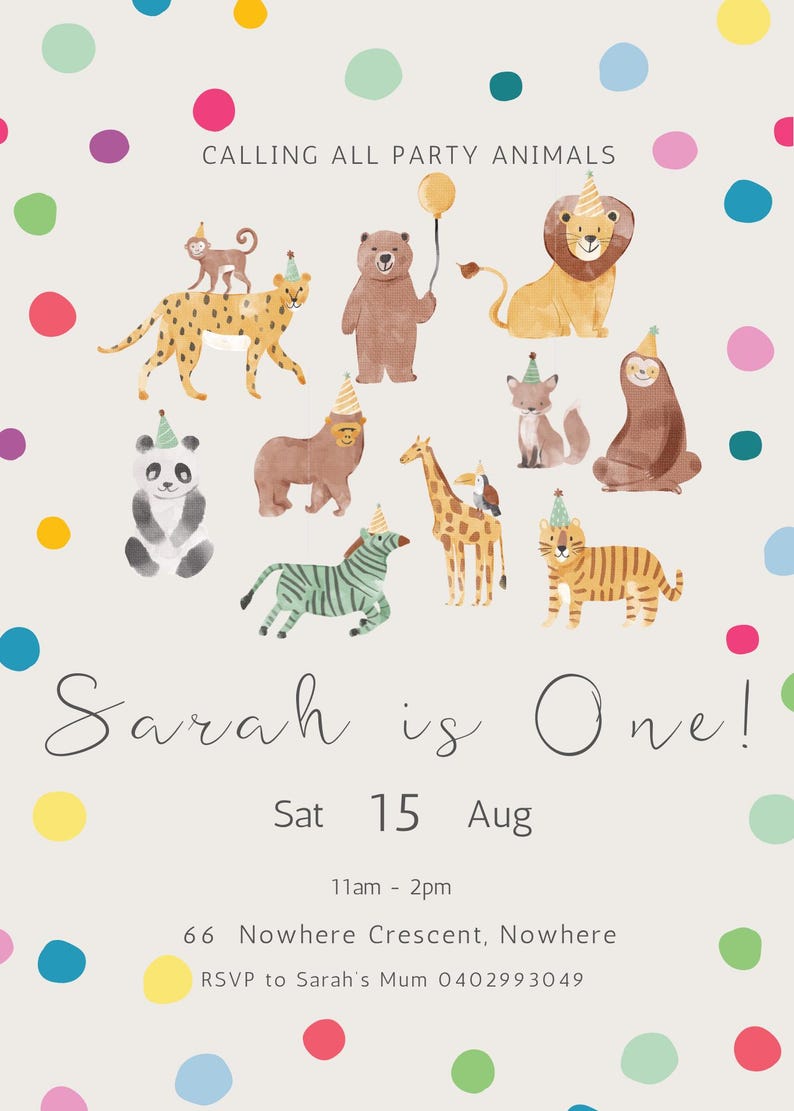 Party Animals Birthday Invitation - Etsy