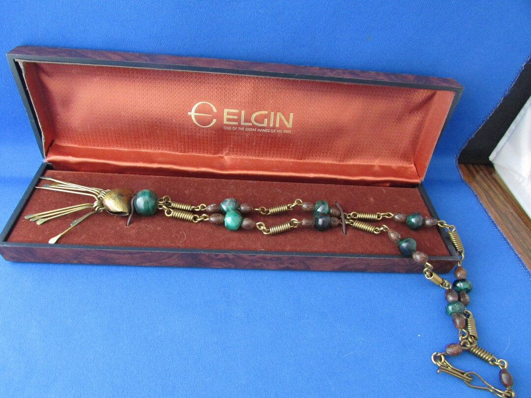 Elgin Copper and Green Stone Necklace - Etsy