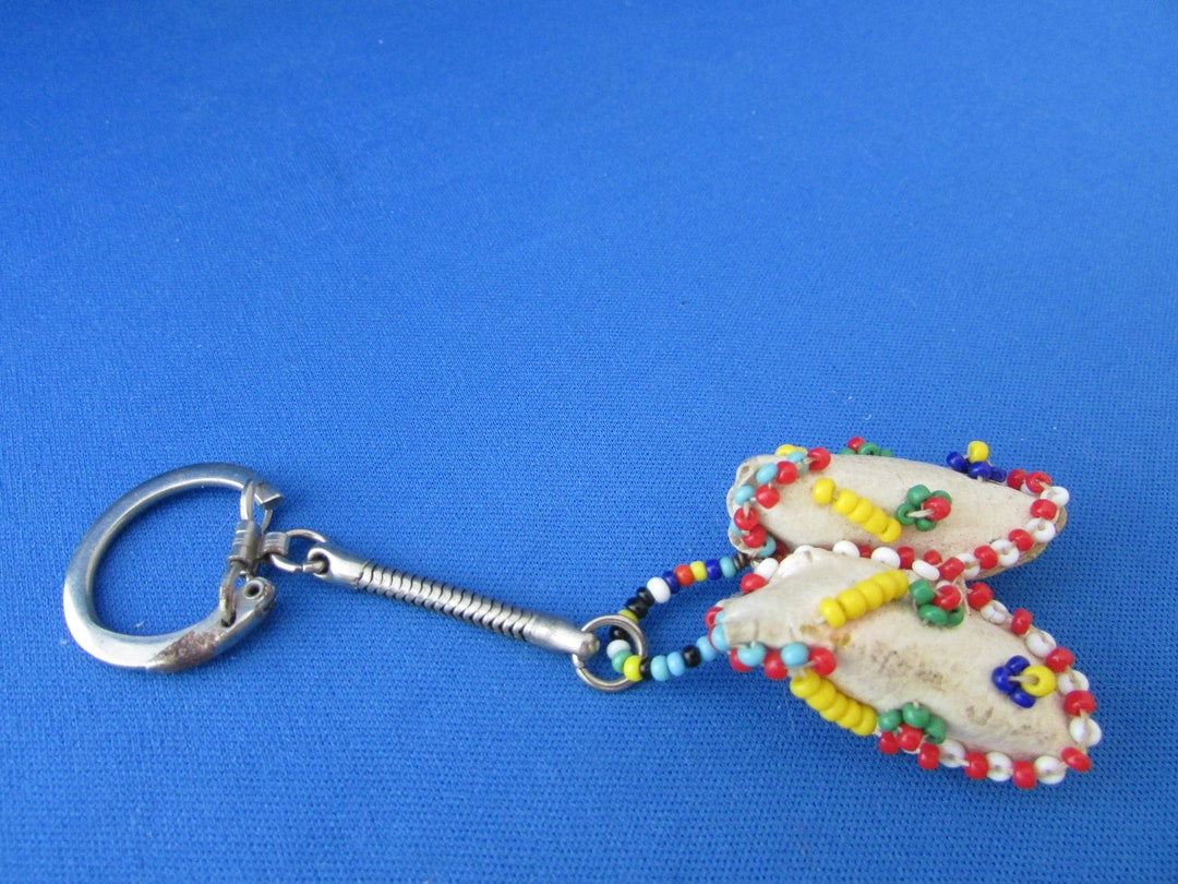 Beaded Leather Moccasin Key Chain - Etsy