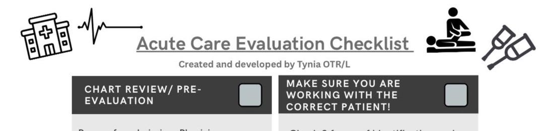 Acute Care Evaluation Checklist - Etsy