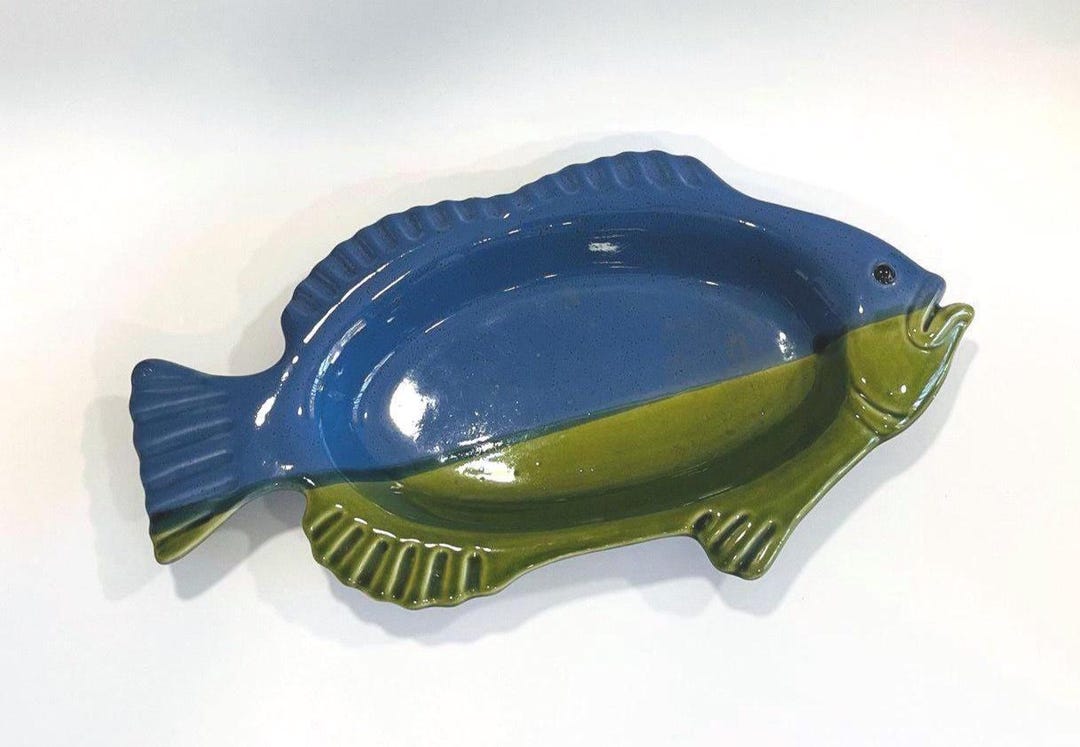 Hand-painted Fish Dish: Nantucket Coastal Ceramic Platter (14.5x8") - Etsy