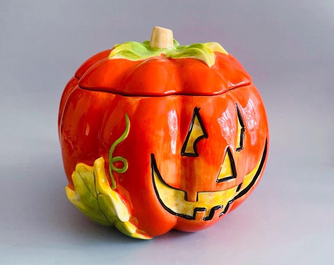 Vintage Halloween Jack-o'-lantern Cookie Jar: Susan Winget Ceramic ...