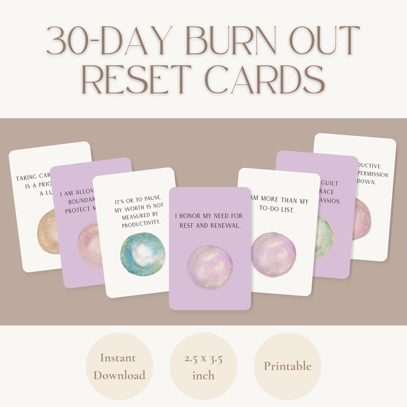 Burnout Recovery Affirmation Cards – 30-day Printable Deck for Women ...