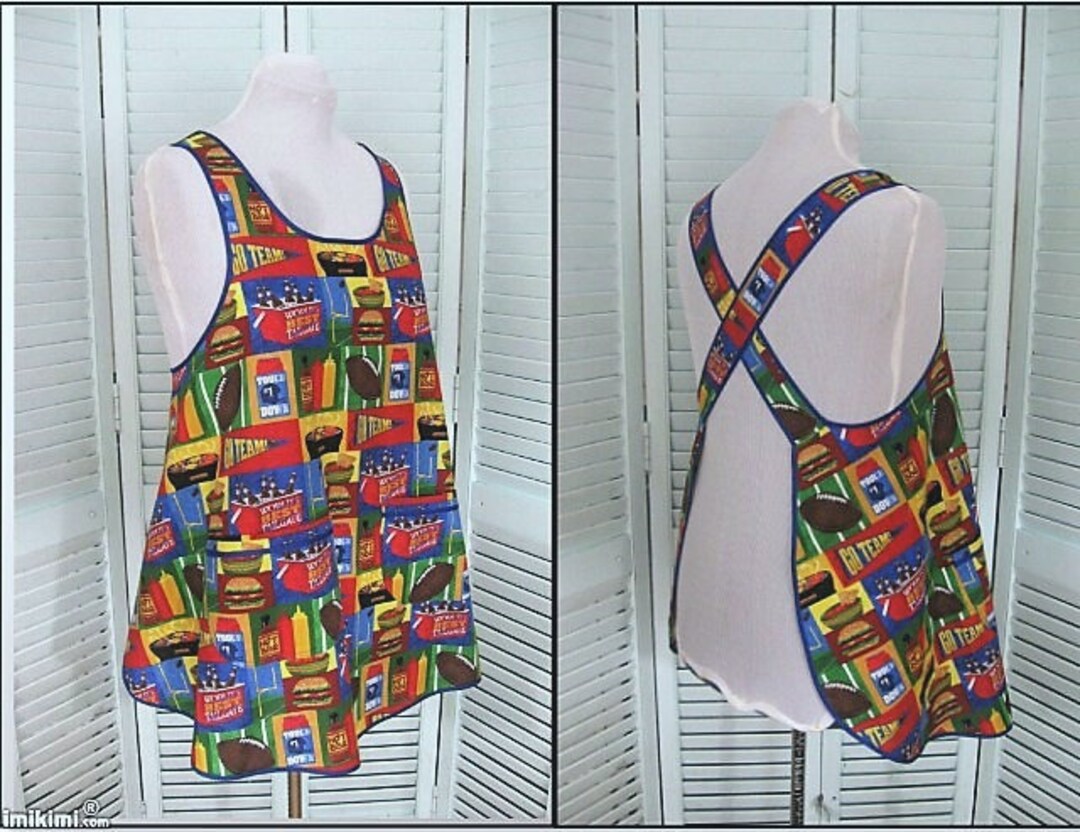 Cross Back Apron/smock Tailgate Apron Football Season Apron - Etsy