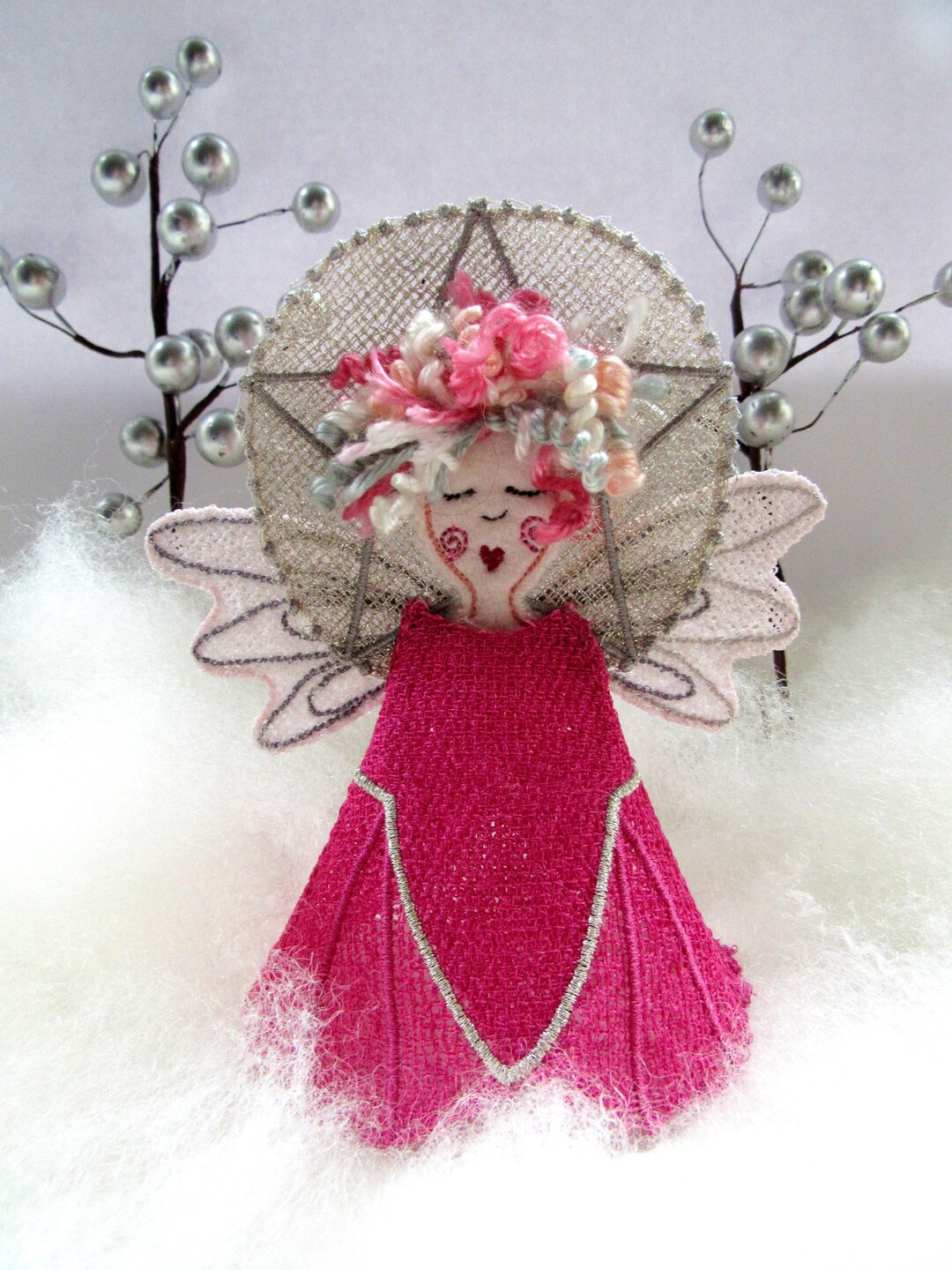 Funky Hair Angel Ornament: Free Standing Lace Embroidery, Tea Light ...