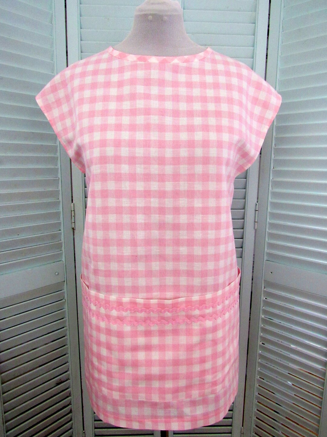Retro Linen Artist Smock: Pink White Gingham Check, Size Medium - Etsy