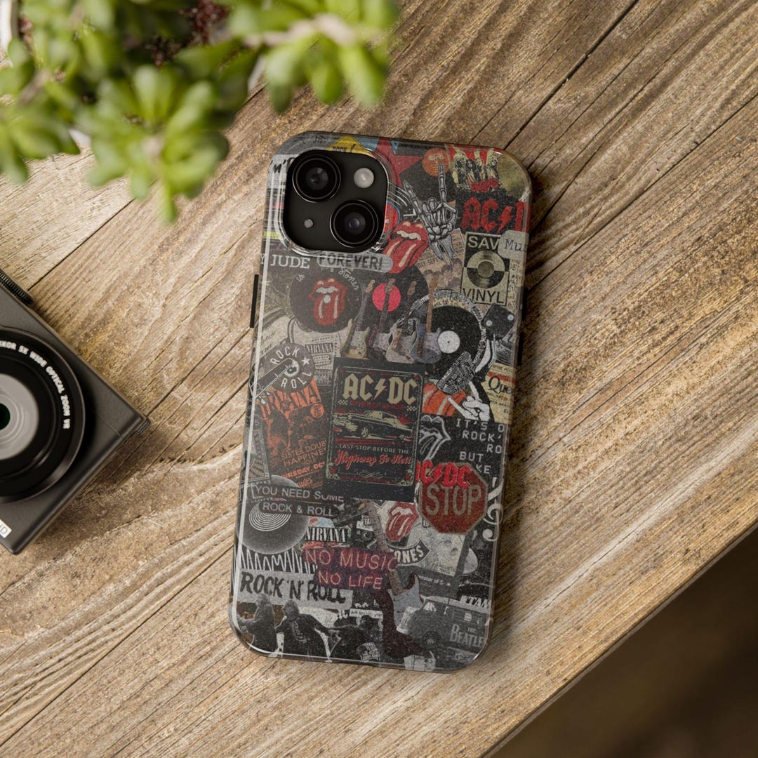 Vintage Rock Collage Phone Case – AC/DC Rolling Stones Nirvana iPhone ...
