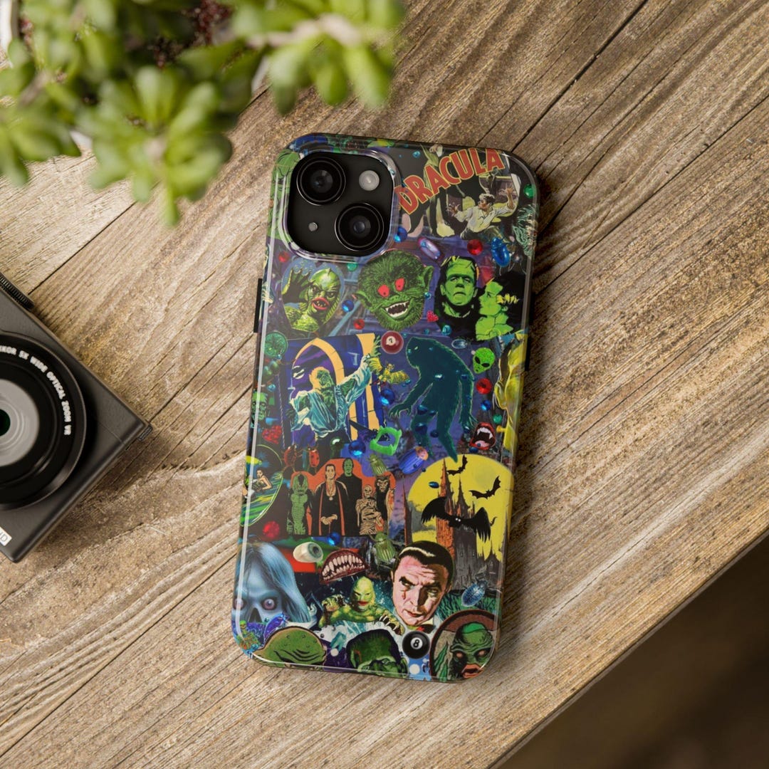 Retro Horror Monsters Phone Case, Vintage Dracula Frankenstein iPhone ...