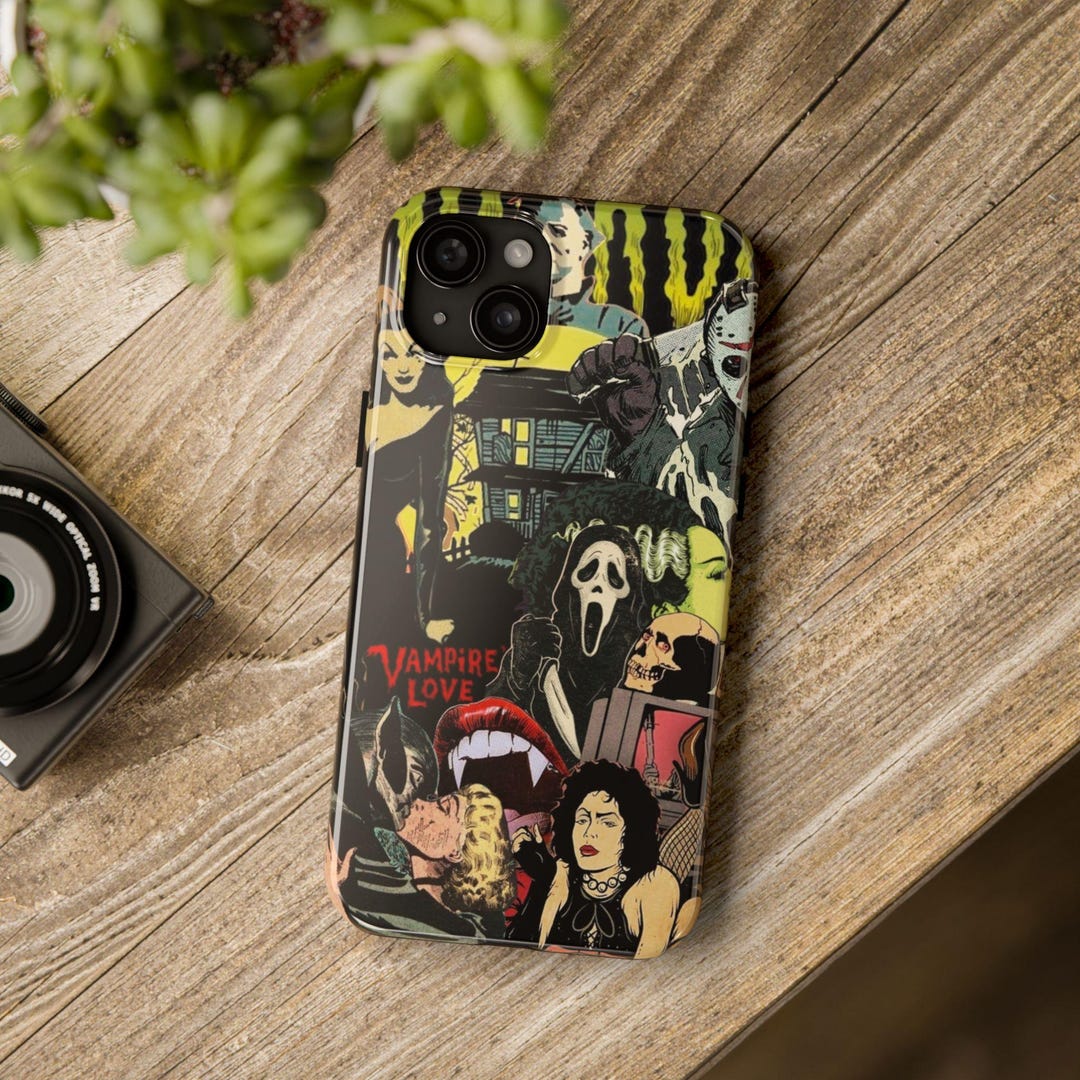 Retro Horror Collage Phone Case, Vintage Scary Movie iPhone Samsung ...