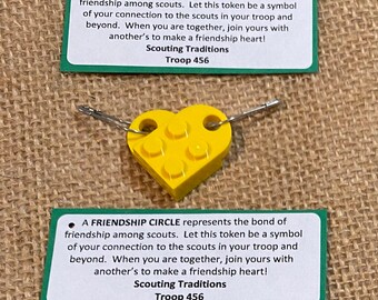 Set of Ten 10 Building Brick Friendship Heart Scout SWAP or | Etsy