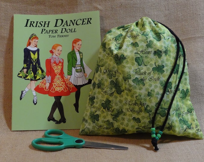 Irish Dance Paper Dolls and Scissors in Fabric Storage Bag Irish Dancer ...