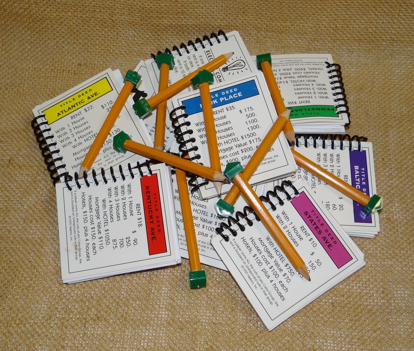 Monopoly Property Card Notebooks Journals Pencil House Toppers - Etsy