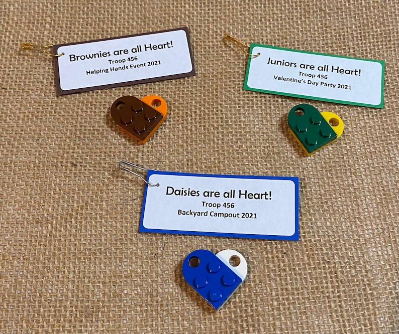 Set of Ten 10 Building Brick Friendship Heart Scout SWAP or - Etsy