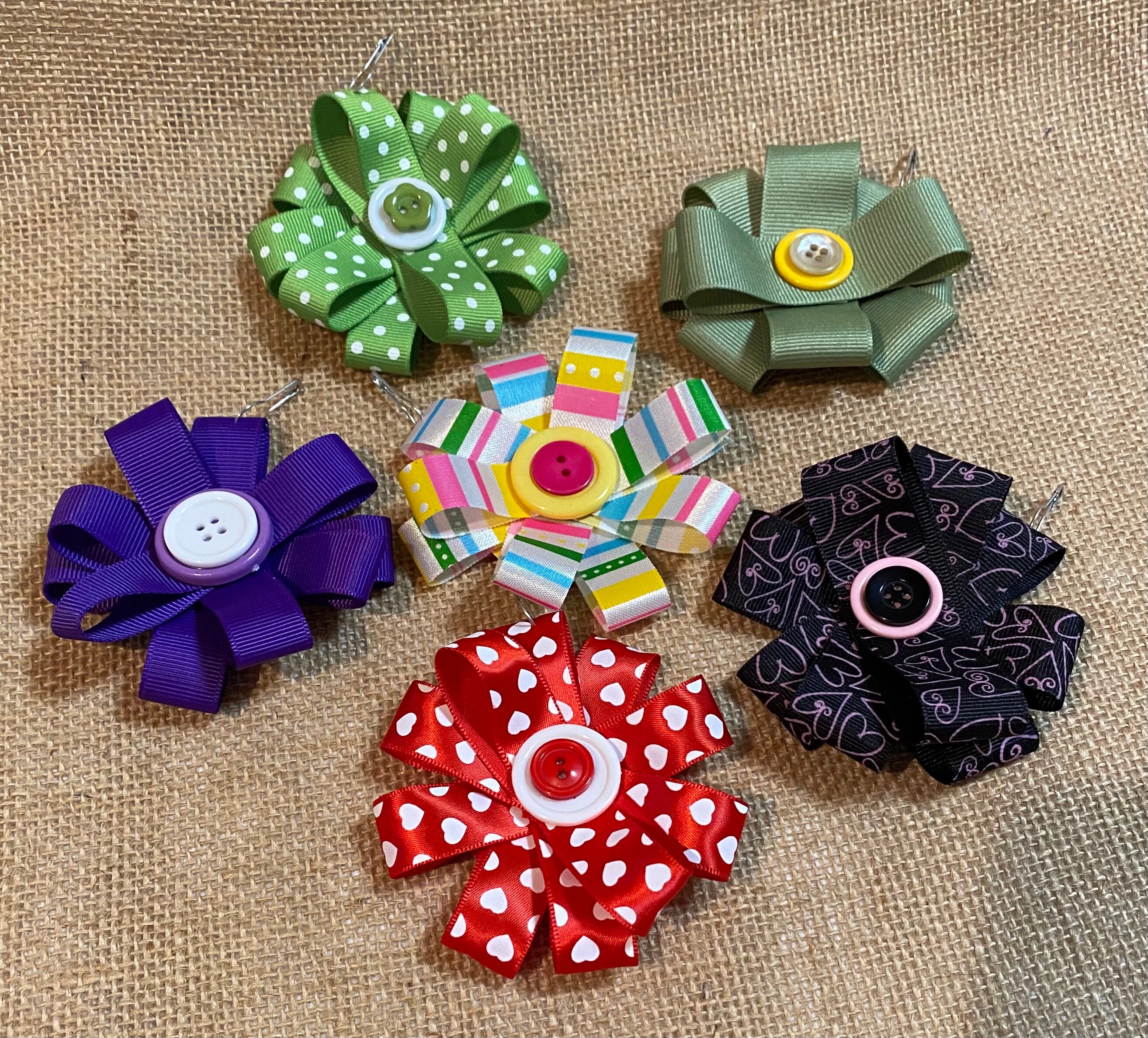 Set of Ten 10 Ribbon Flower Daisy Garden Scout SWAP or Craft | Etsy