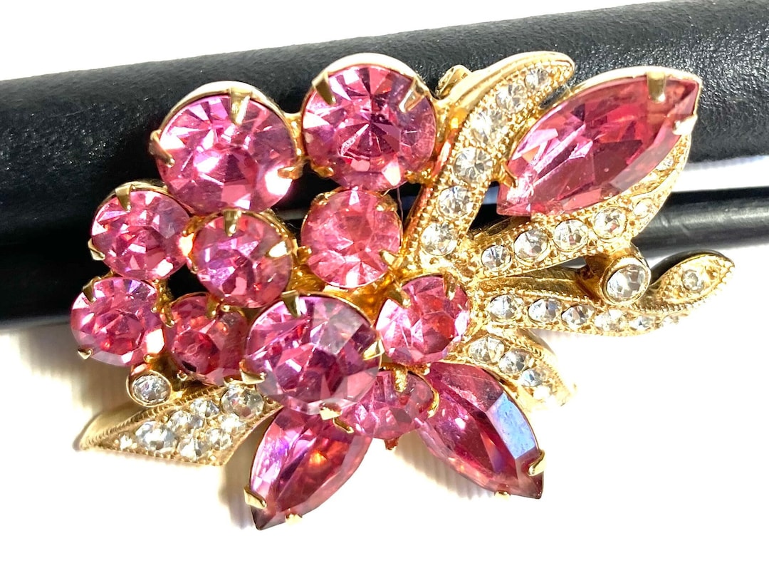 Pink Eisenberg Ice Rococo Brooch With Diamond Like Swarovski - Etsy