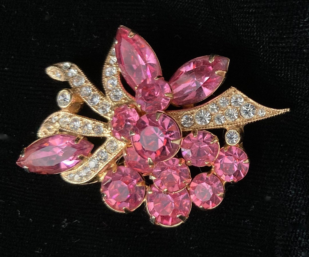 Pink Eisenberg Ice Rococo Brooch With Diamond Like Swarovski Crystals ...