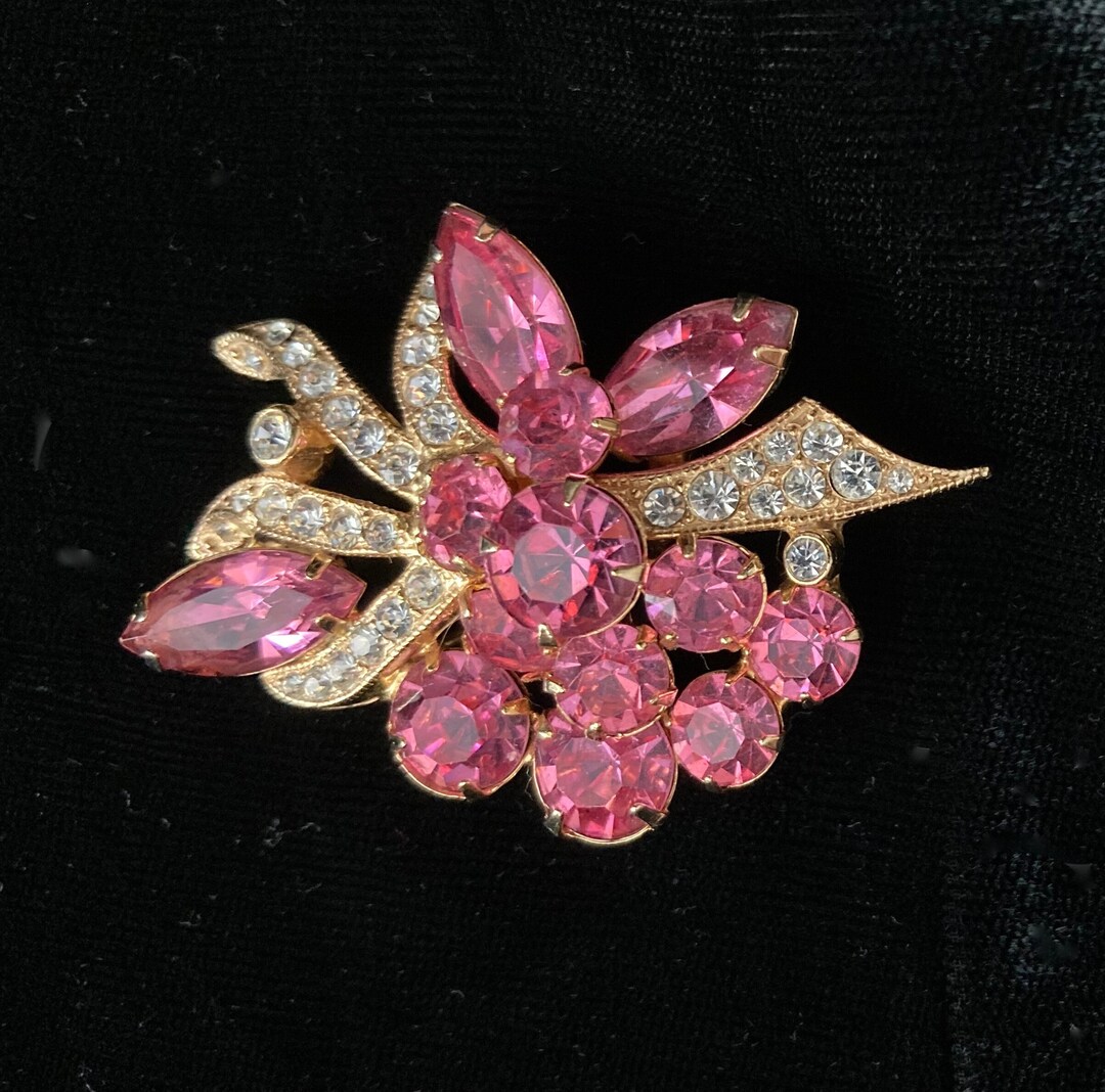Pink Eisenberg Ice Rococo Brooch With Diamond Like Swarovski Crystals ...