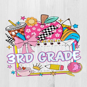 3rd Grade Doodle PNG, Back to School Sublimation, First Day of School ...