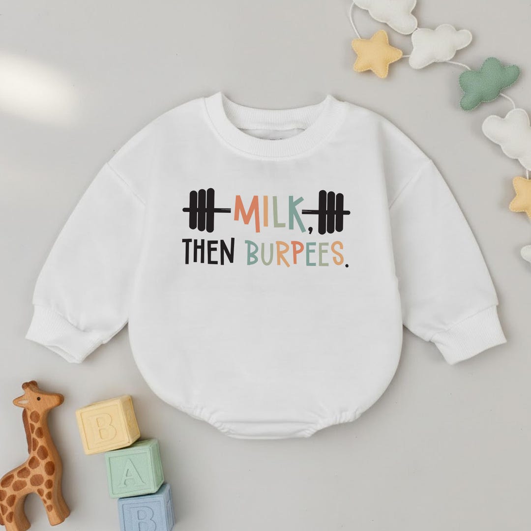 Milk Then Burpees Baby Romper, Funny Baby Bodysuit, Baby Shower Gift ...