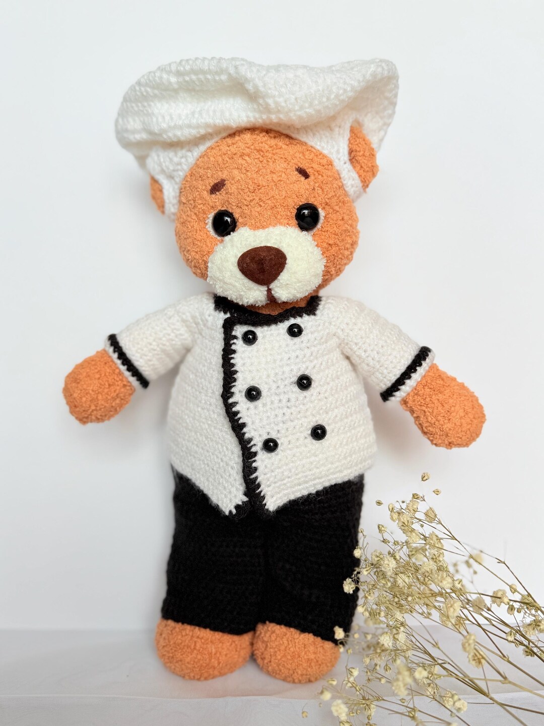 Amigurumi Chef Teddy Bear Soft Plush Toys, Chef Teddy Bear, Gifts for ...