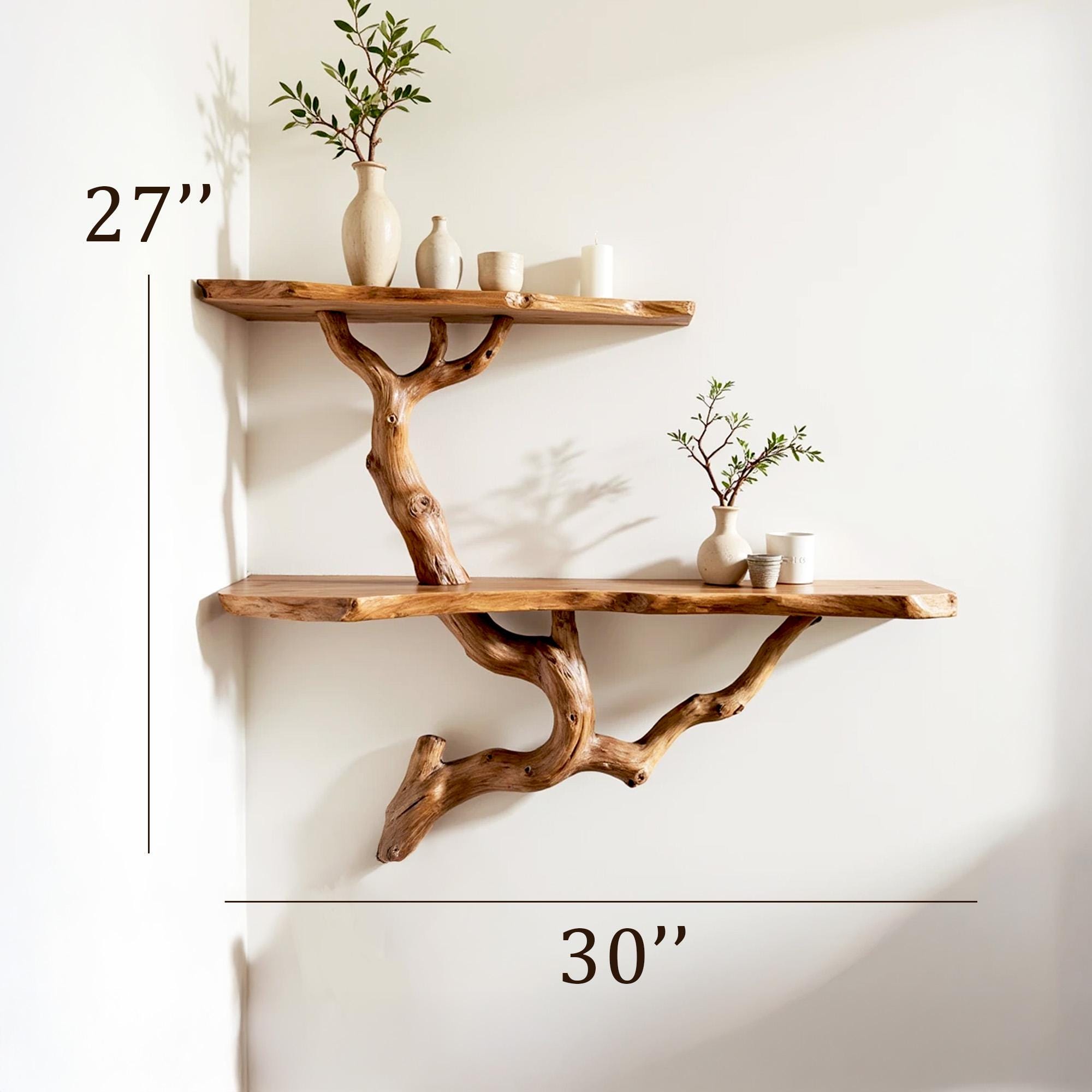 Corner Tree Driftwood Bookshelf Floating Live Edge Tree Shelf Wall ...