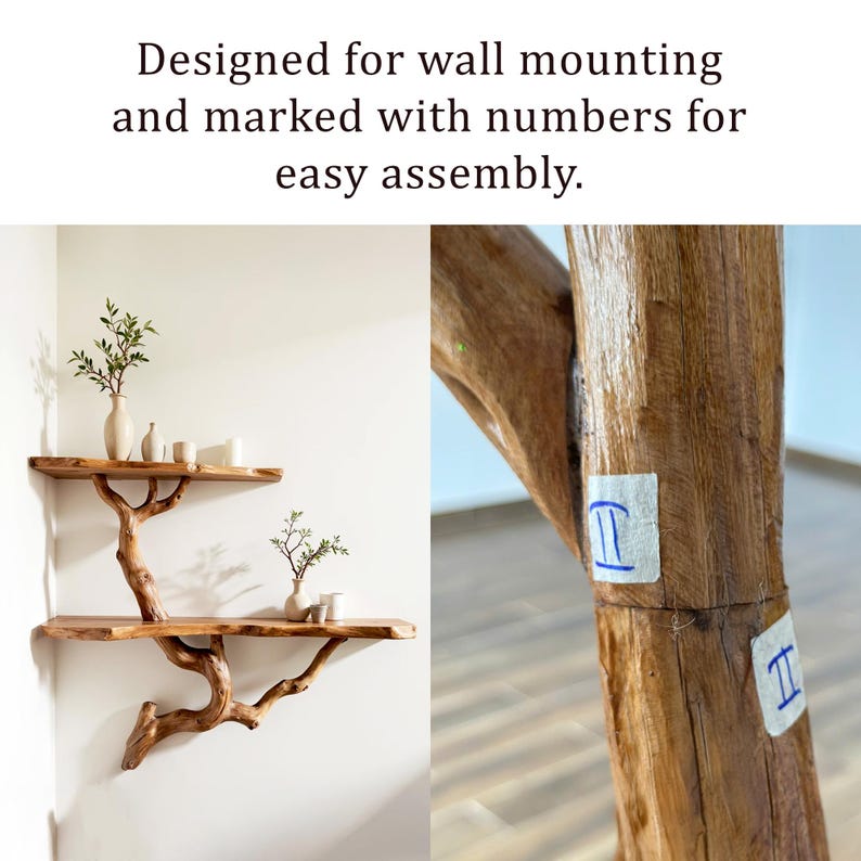 Corner Tree Driftwood Bookshelf Floating Live Edge Tree Shelf Wall ...