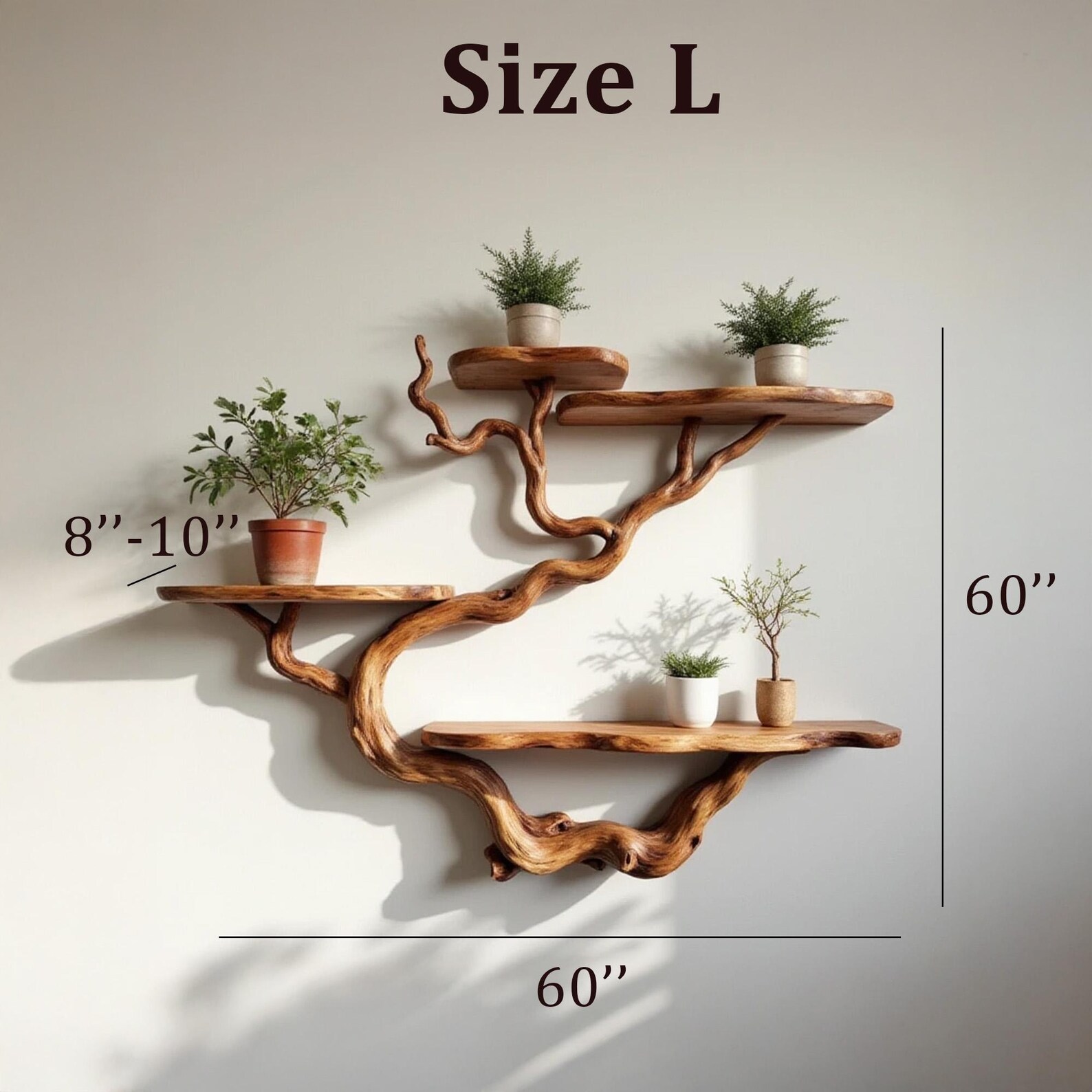 Wall Tree Bookshelf Floating Driftwood Live Edge Bookcase Plant Stand ...