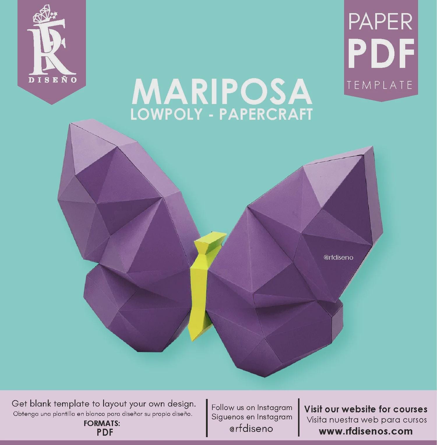 Mariposa Butterfly Paper Craft Lowly Template - Etsy